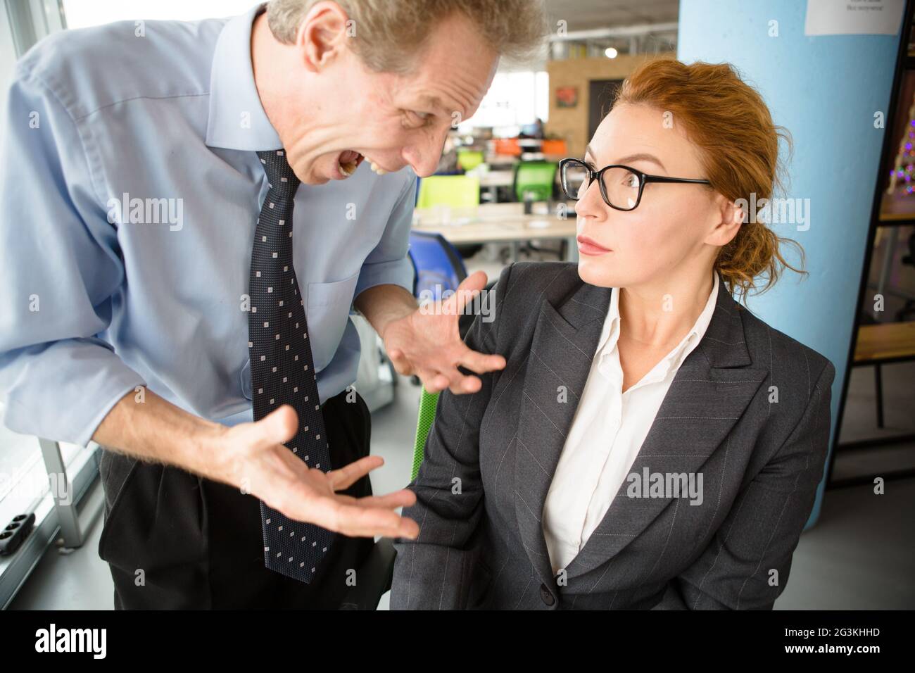 Angry boss screaming at workers Stock Photo - Alamy