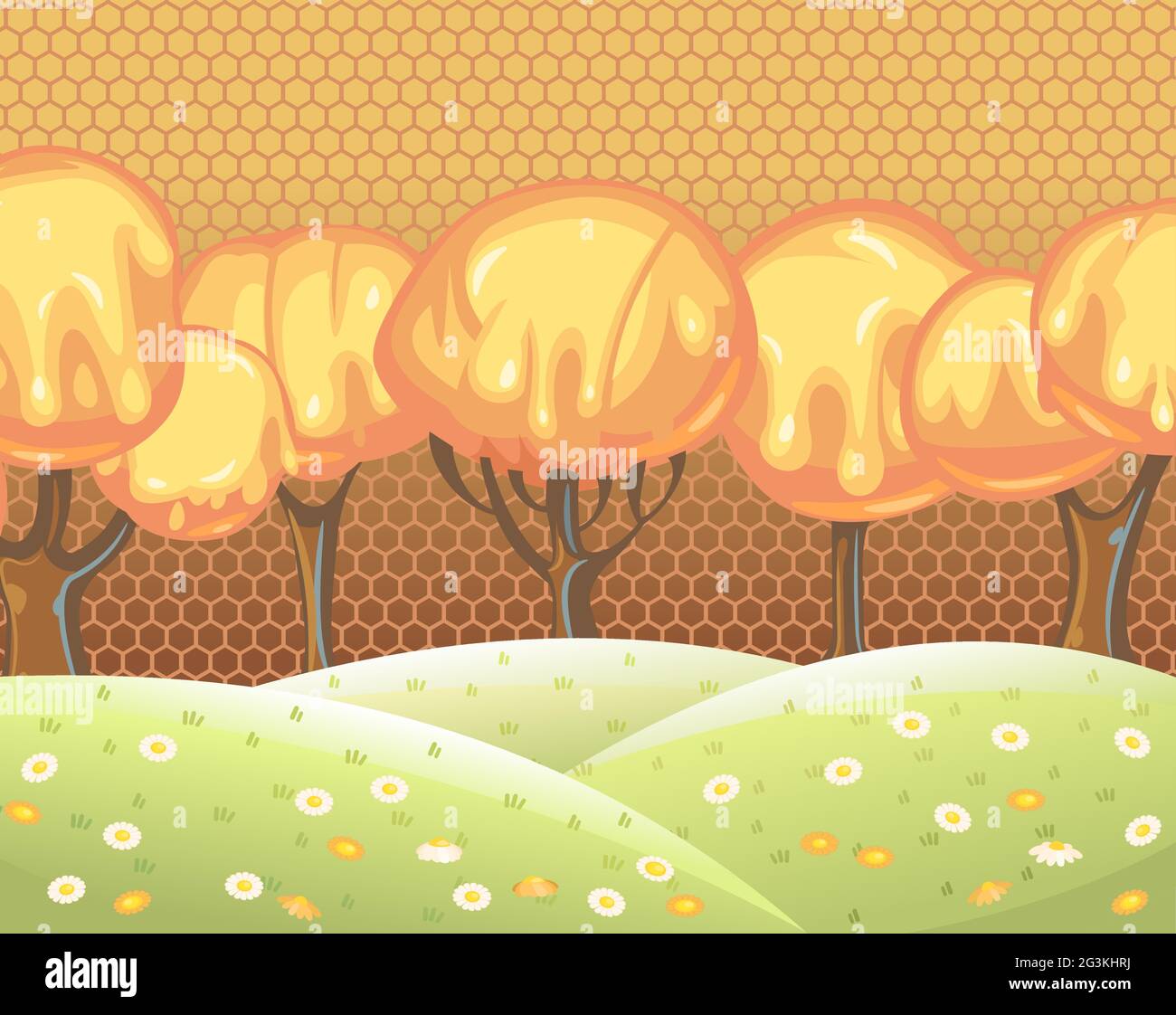 Fabulous sweet landscape with honey trees. Children's fantastic ...