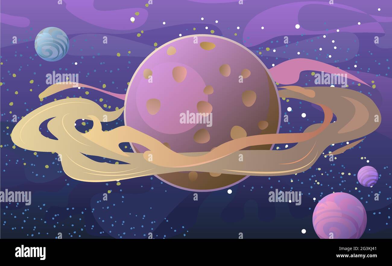 Cosmos background. Planets and their satellites. Starry sky landscape ...