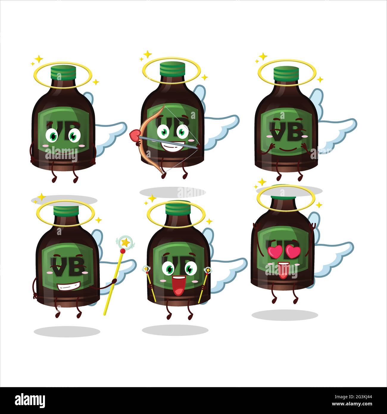 New beer bottle cartoon designs as a cute angel character. Vector ...