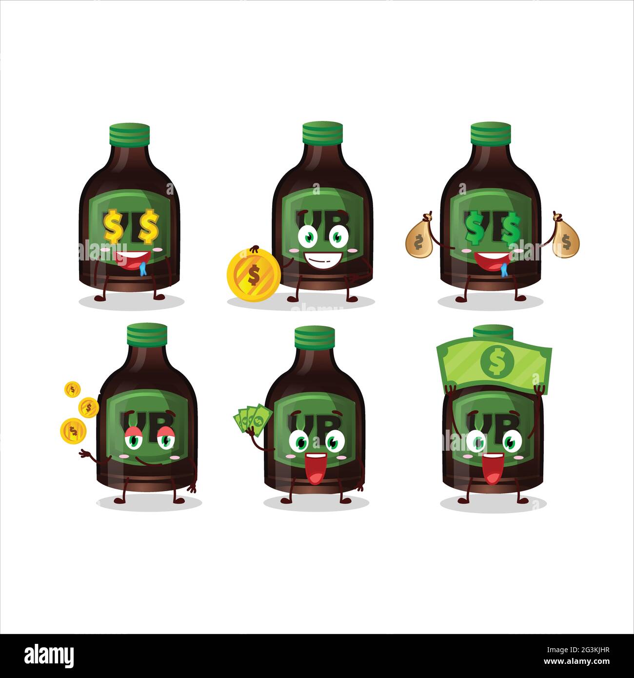 New beer bottle cartoon character with cute emoticon bring money ...