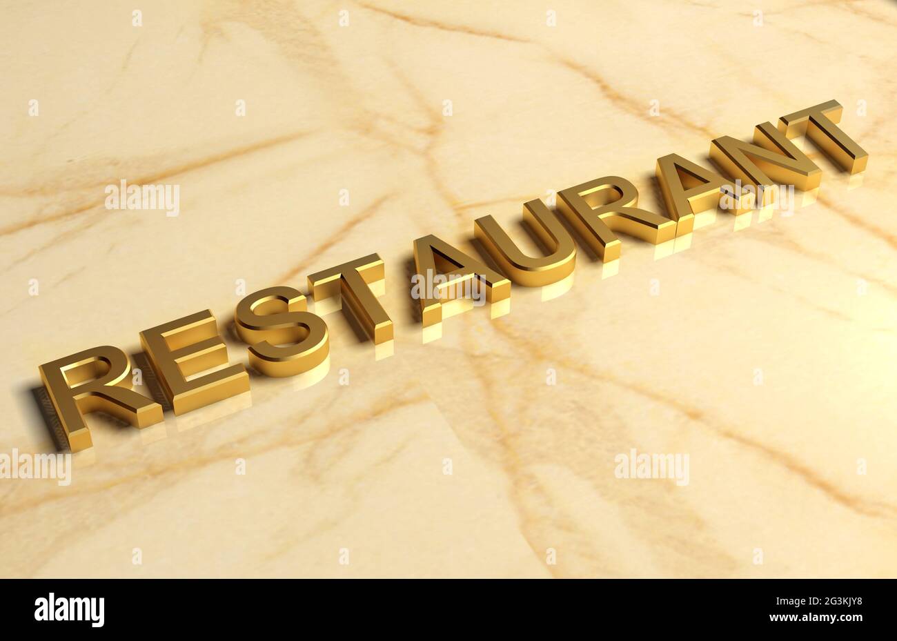 Golden restaurants sign Stock Photo - Alamy