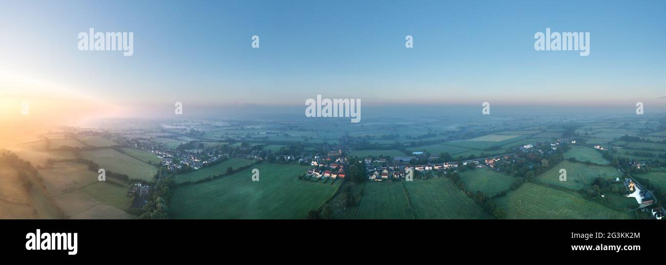 Aerial Panorama of the village of Brinkworth is the longist village in ...
