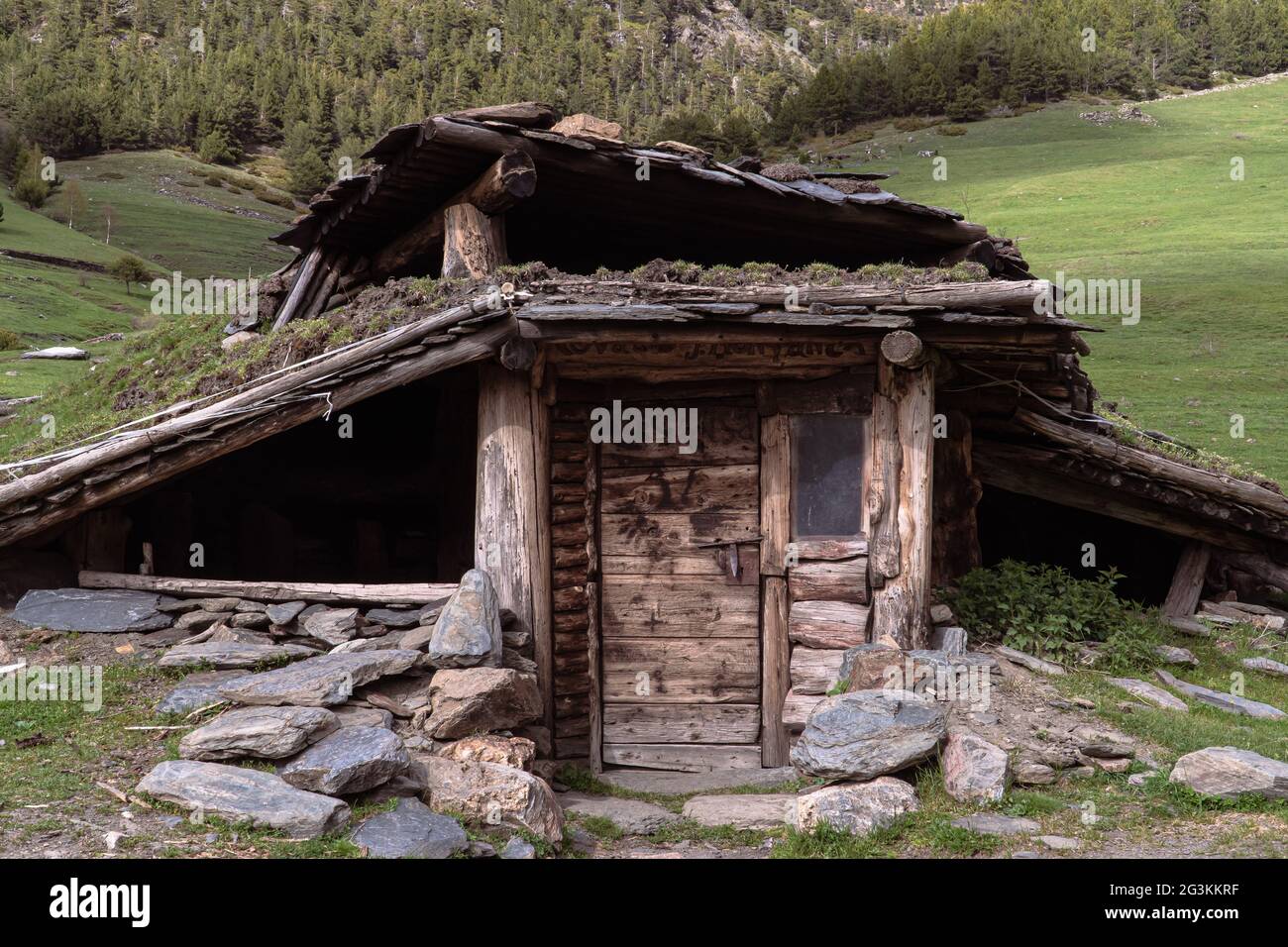 Small hut in an old small town in Andorra Stock Photo - Alamy
