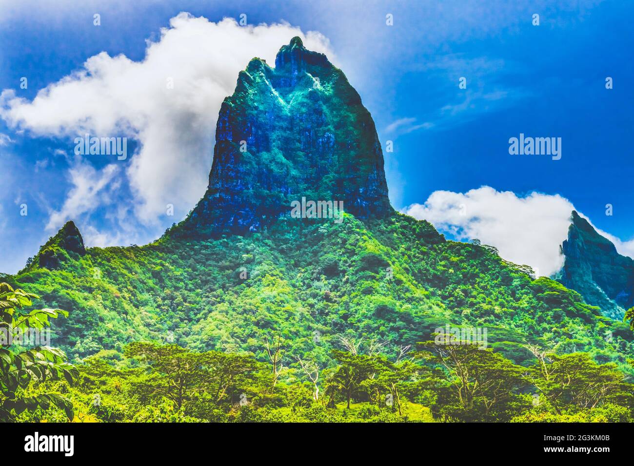 Colorful Mount Tohivea Tohiea Highest Mountain Volanic Peak on Moorea ...