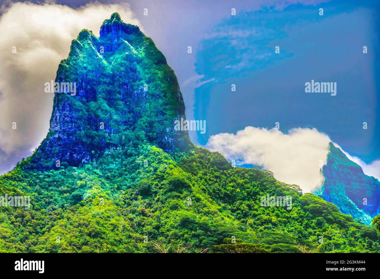 Colorful Mount Tohivea Tohiea Highest Mountain Volanic Peak on Moorea ...