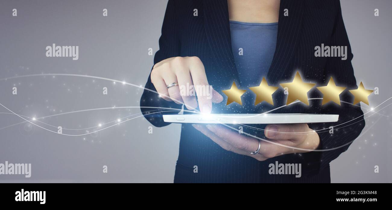 Increase rating or ranking, evaluation and classification idea. White ...