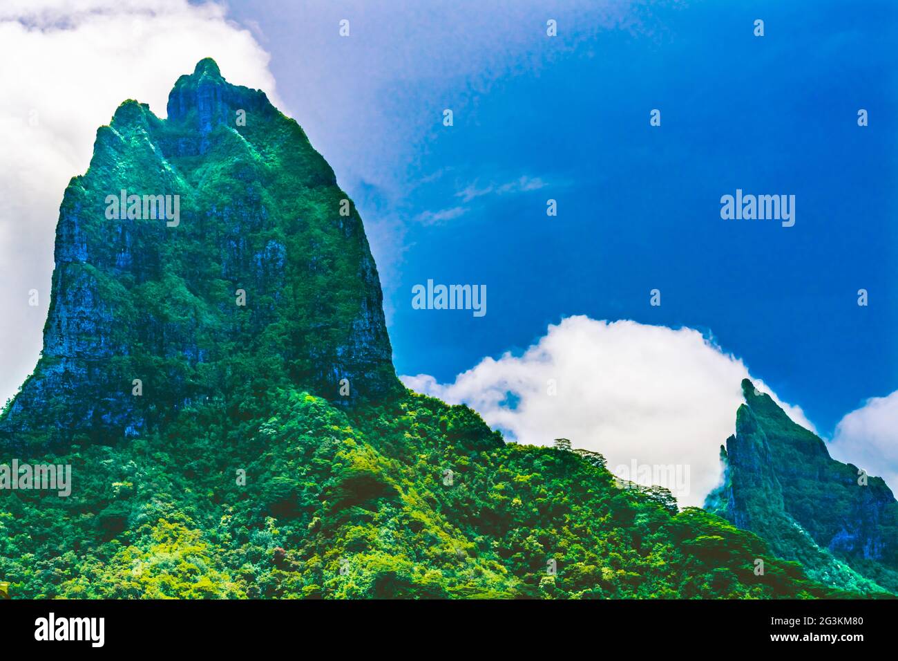 Colorful Mount Tohivea Tohiea Highest Mountain Volanic Peak on Moorea ...