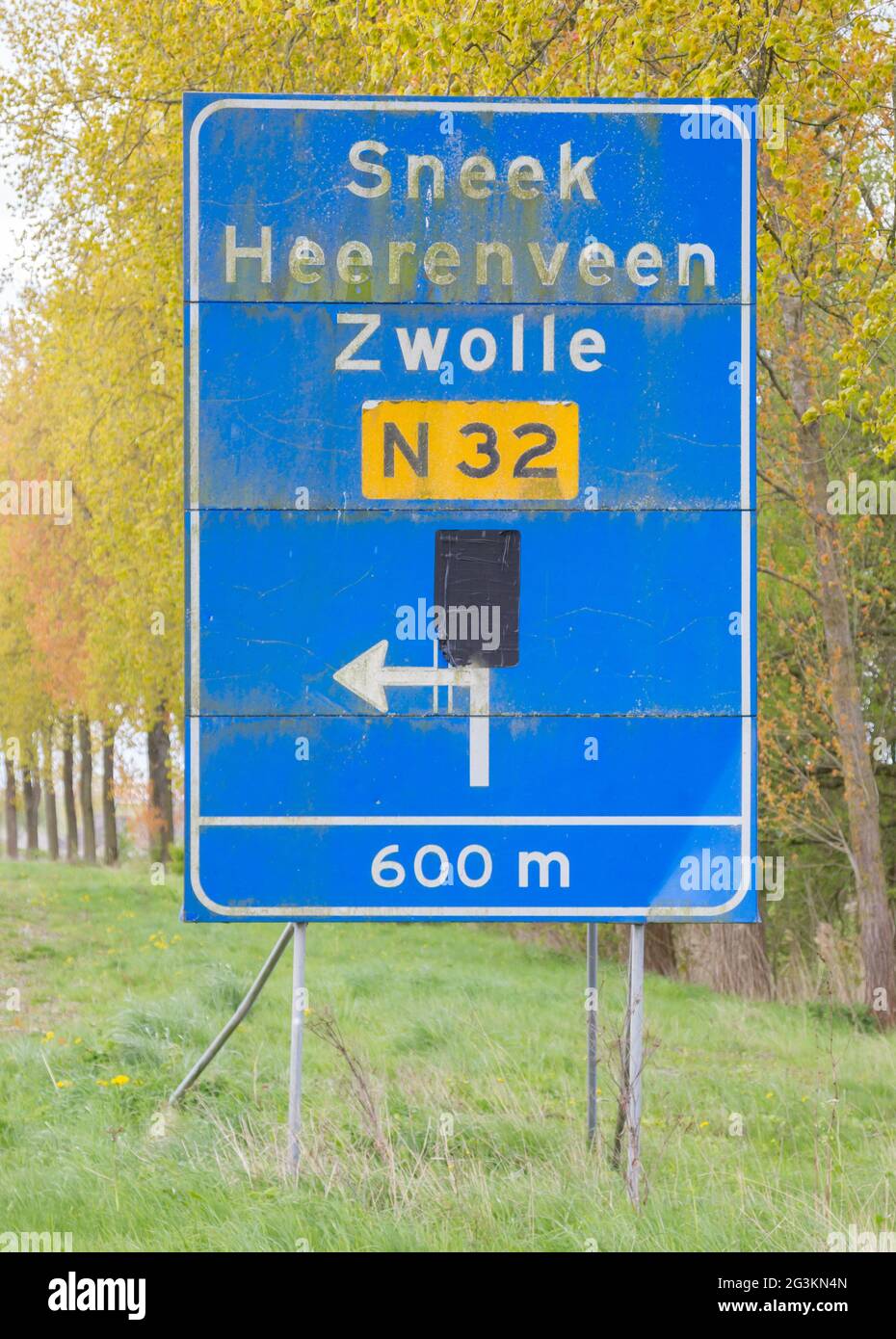 Large traffic sign on a abandoned road Stock Photo - Alamy