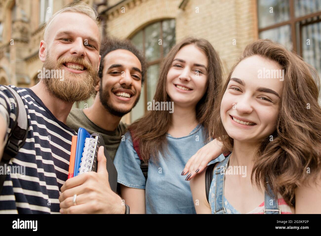 Selfie photo of young college students Stock Photo - Alamy