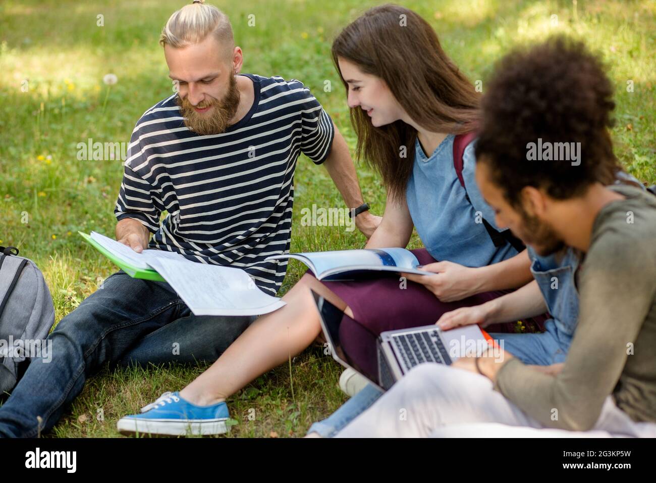College Students Working Together Outside