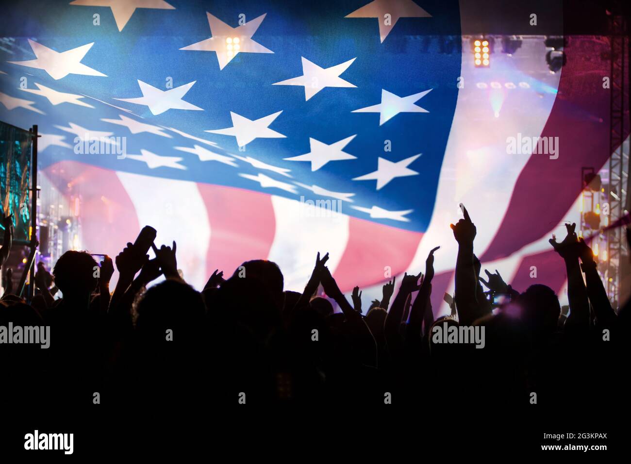 Crowd of people celebrating Independence Day. United States of America ...