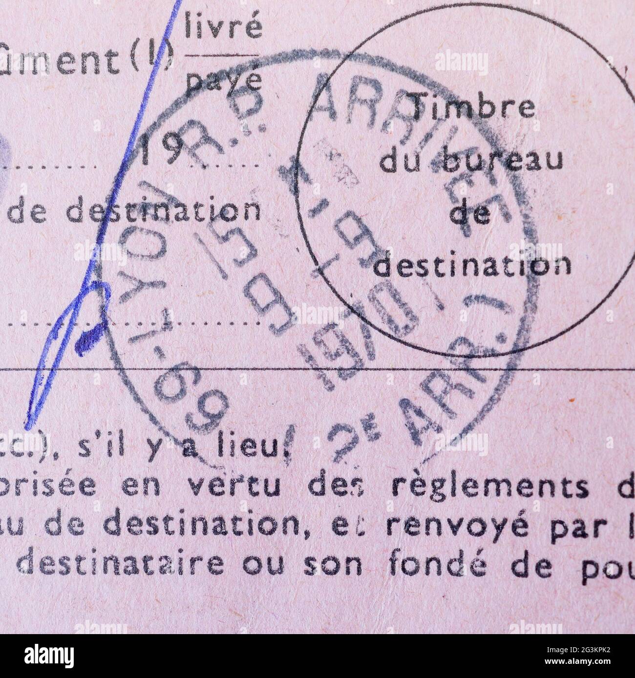 Post Office ink stamp, old document, France Stock Photo - Alamy