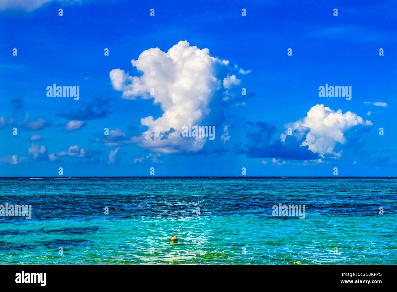 Colorful Large White Cloud Blue Water Marker Reef Moorea Tahiti French ...