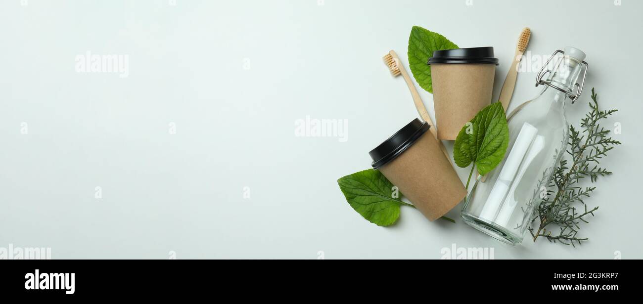 Eco friendly zero waste concept on white background Stock Photo - Alamy