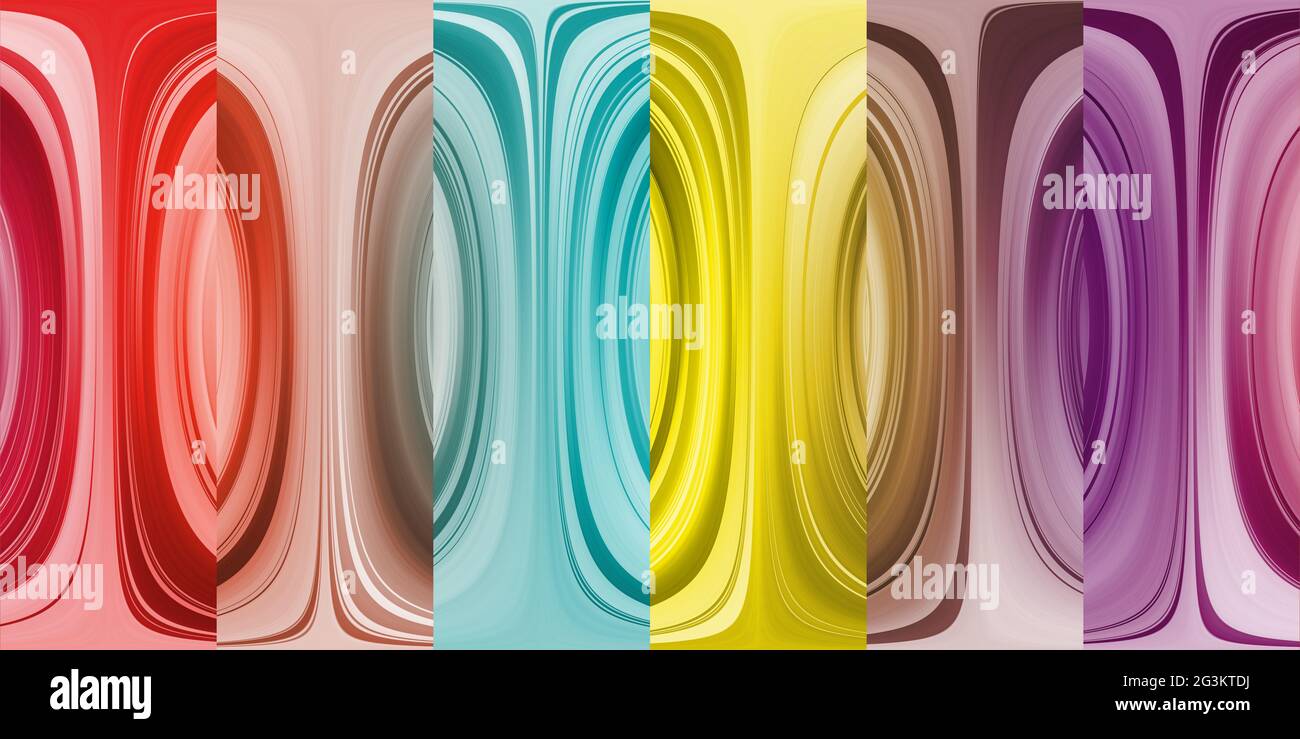 Multicolored bright rectangles with oval drawings inside, light ...