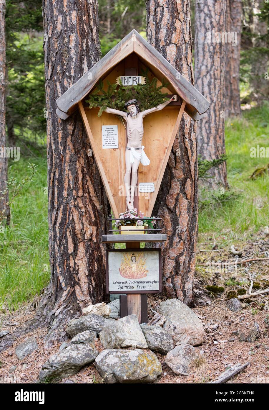 Typical old Christian Wayside Shrine at a country road Stock Photo - Alamy