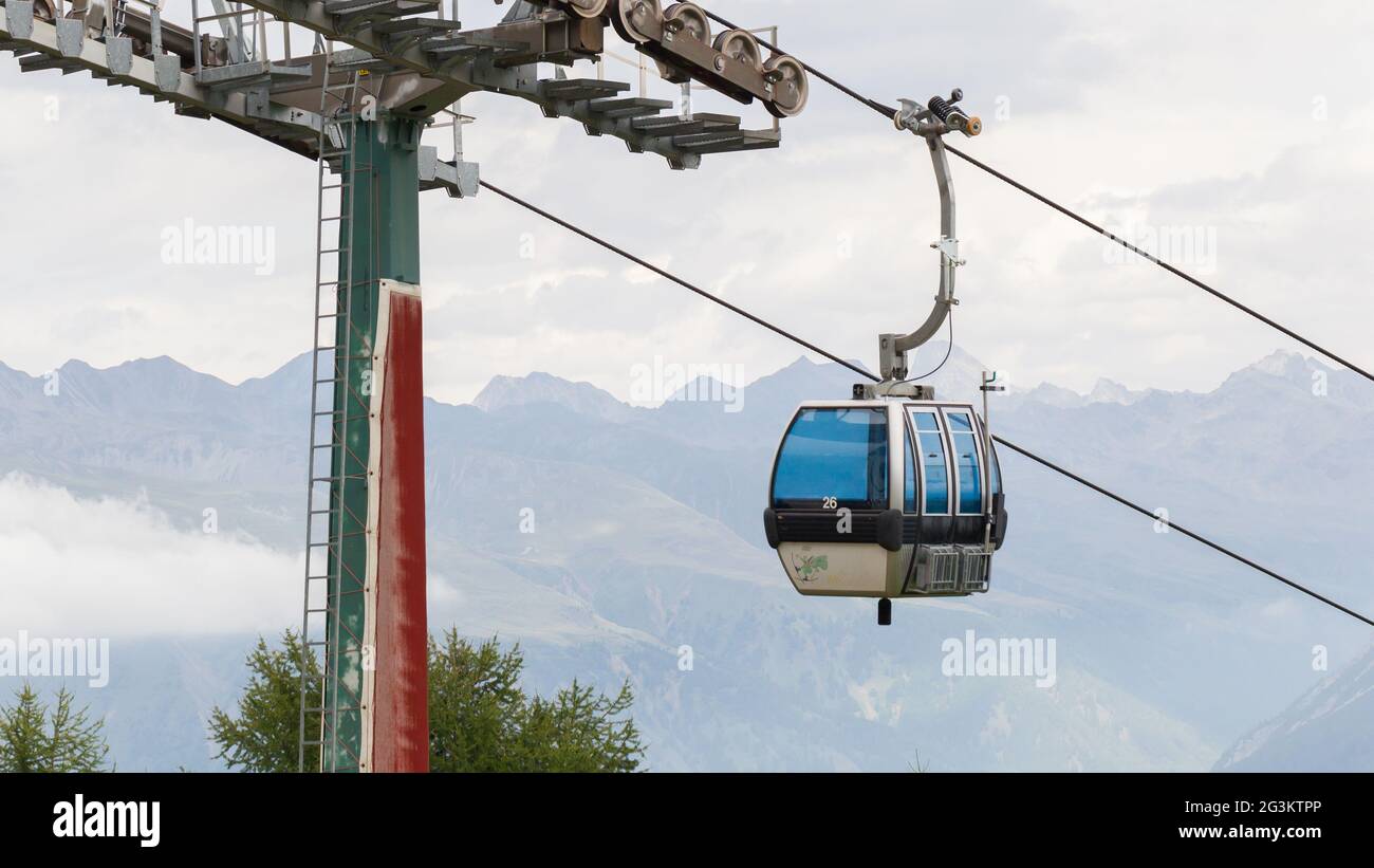 Ski lift cable booth or car Stock Photo - Alamy