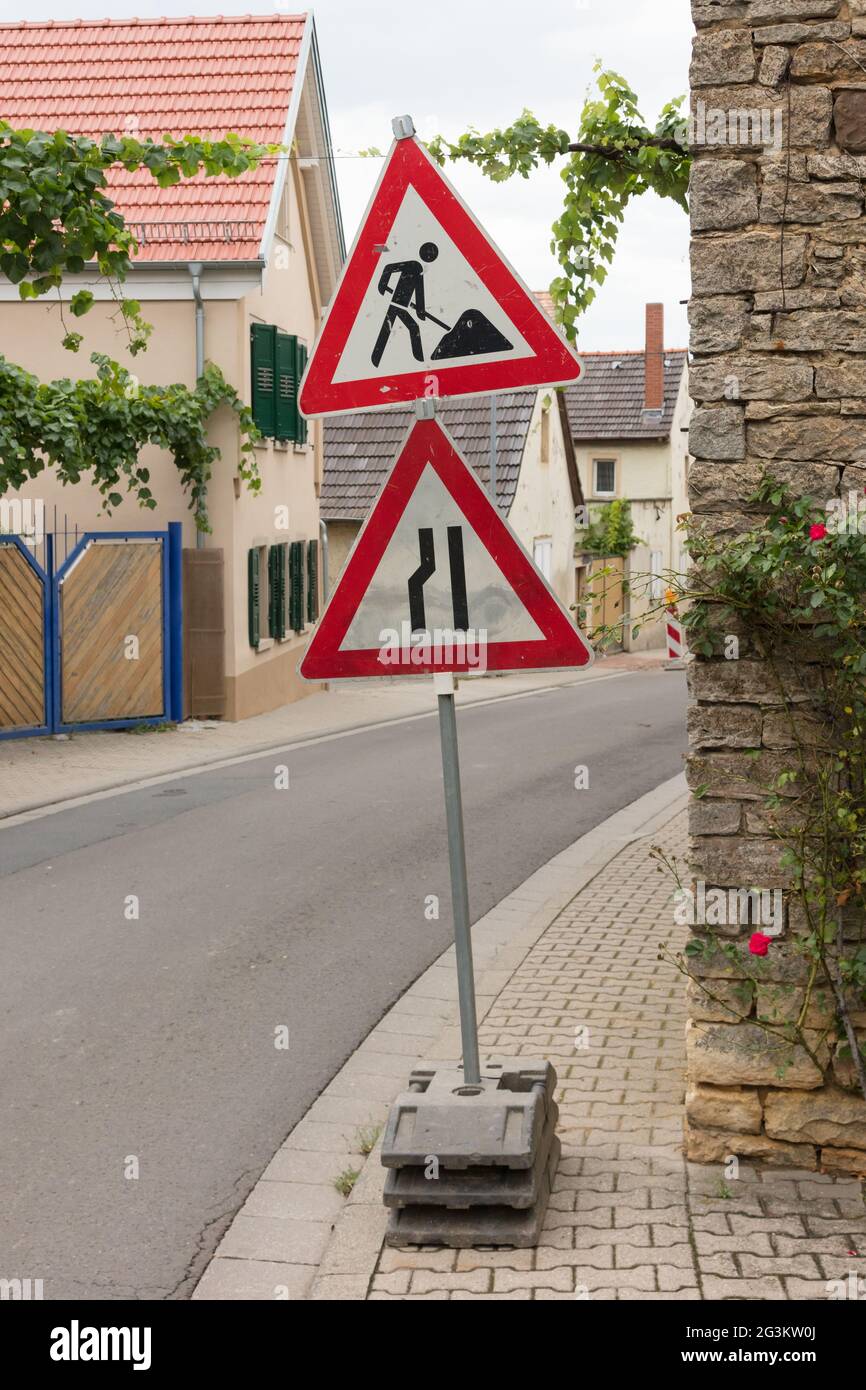 Roadworks sign - Germany Stock Photo - Alamy