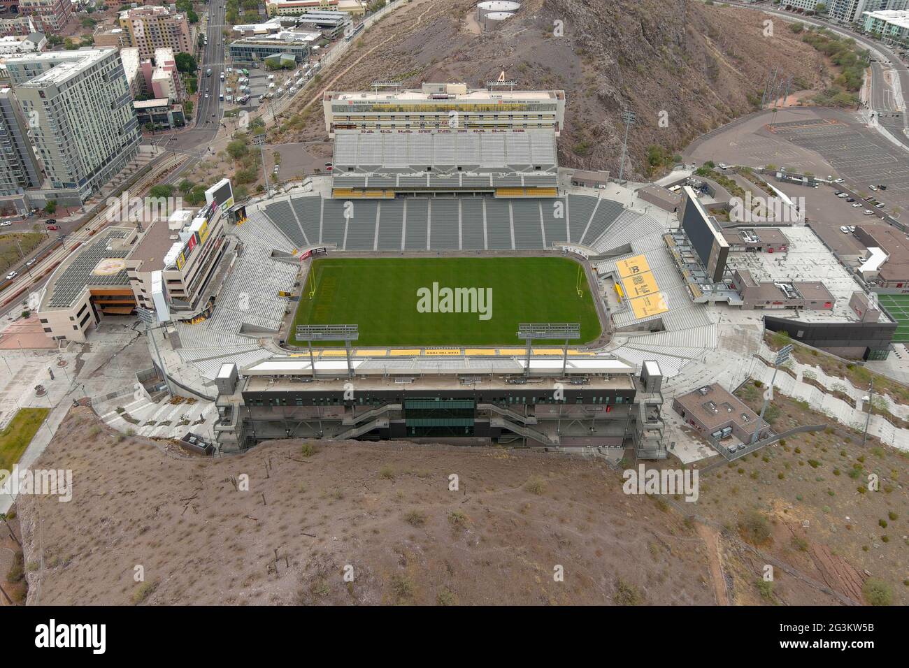 An aerial view of Sun Devil Stadium on the campus of Arizona State ...