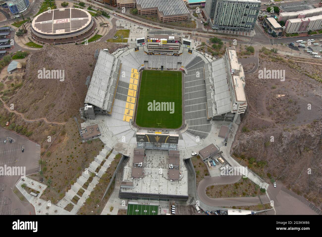 An aerial view of Sun Devil Stadium on the campus of Arizona State ...