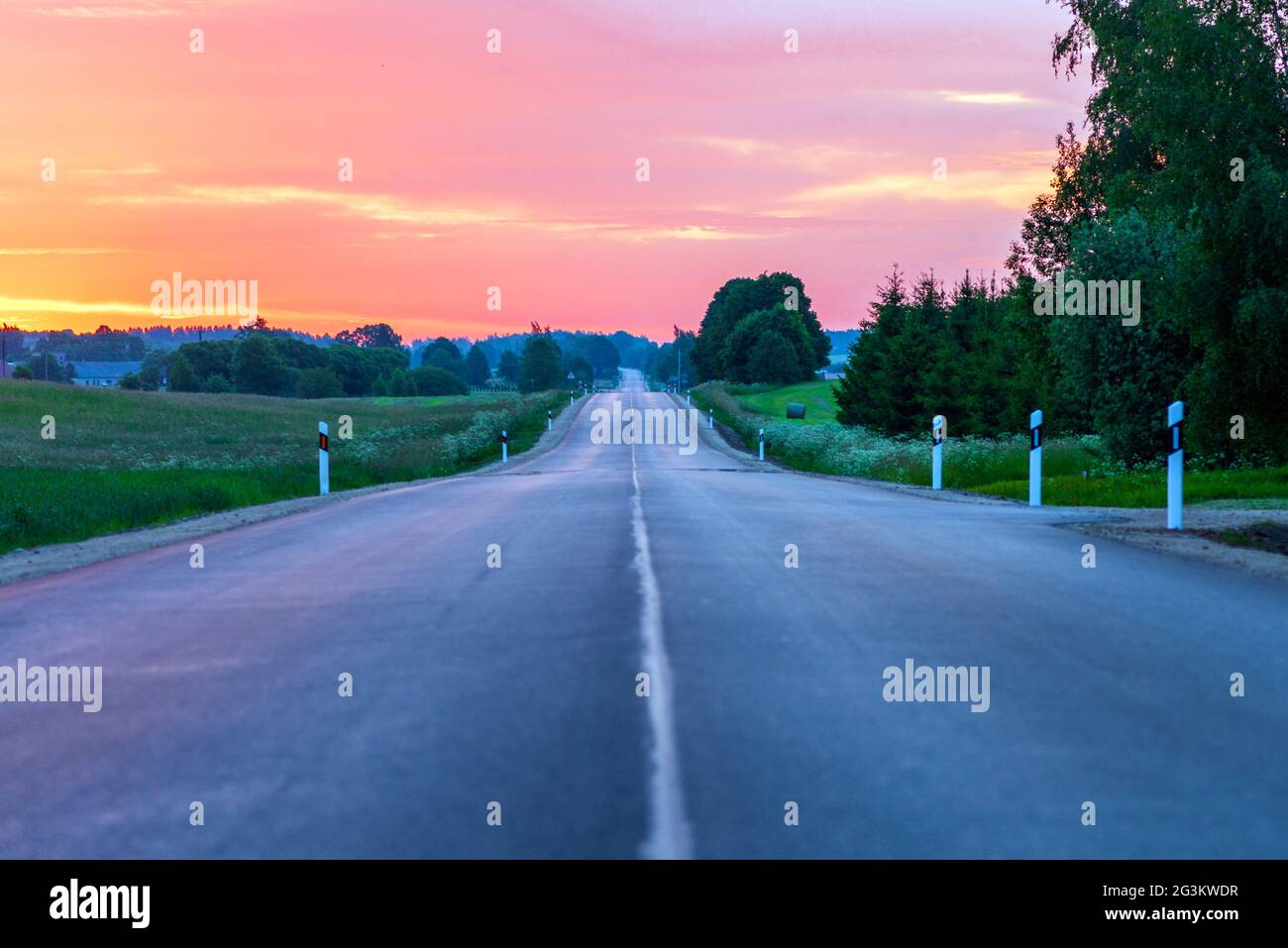 Beautiful rural asphalt road scenery at sunset or sunrise.Asphalt Road ...