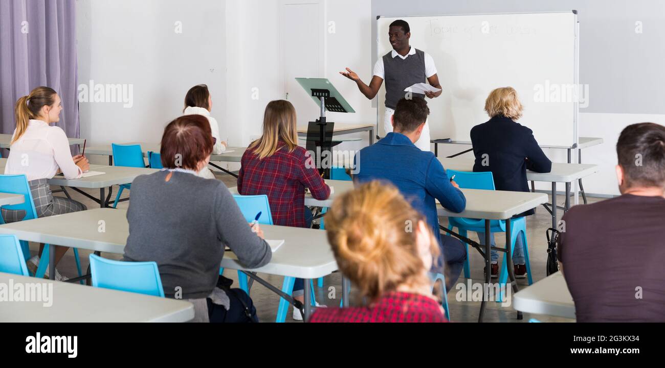 African American man lecturing to students Stock Photo - Alamy
