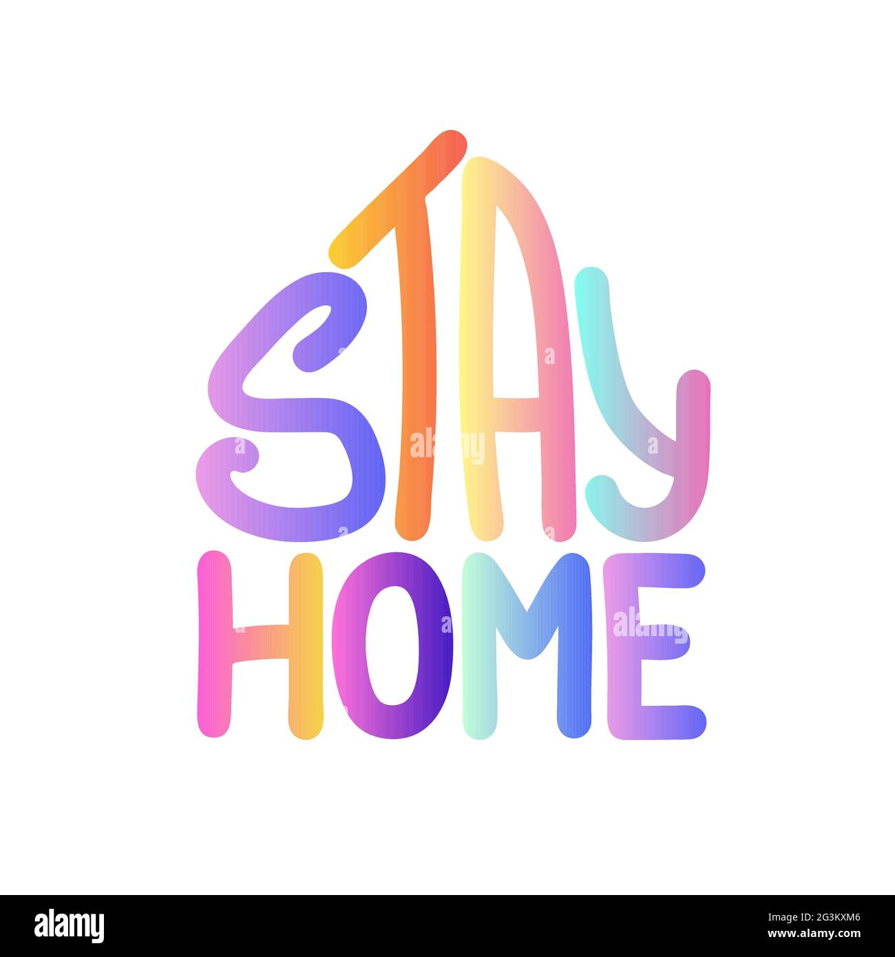 Stay home illustration. Vector gradient lettering isolated on white ...