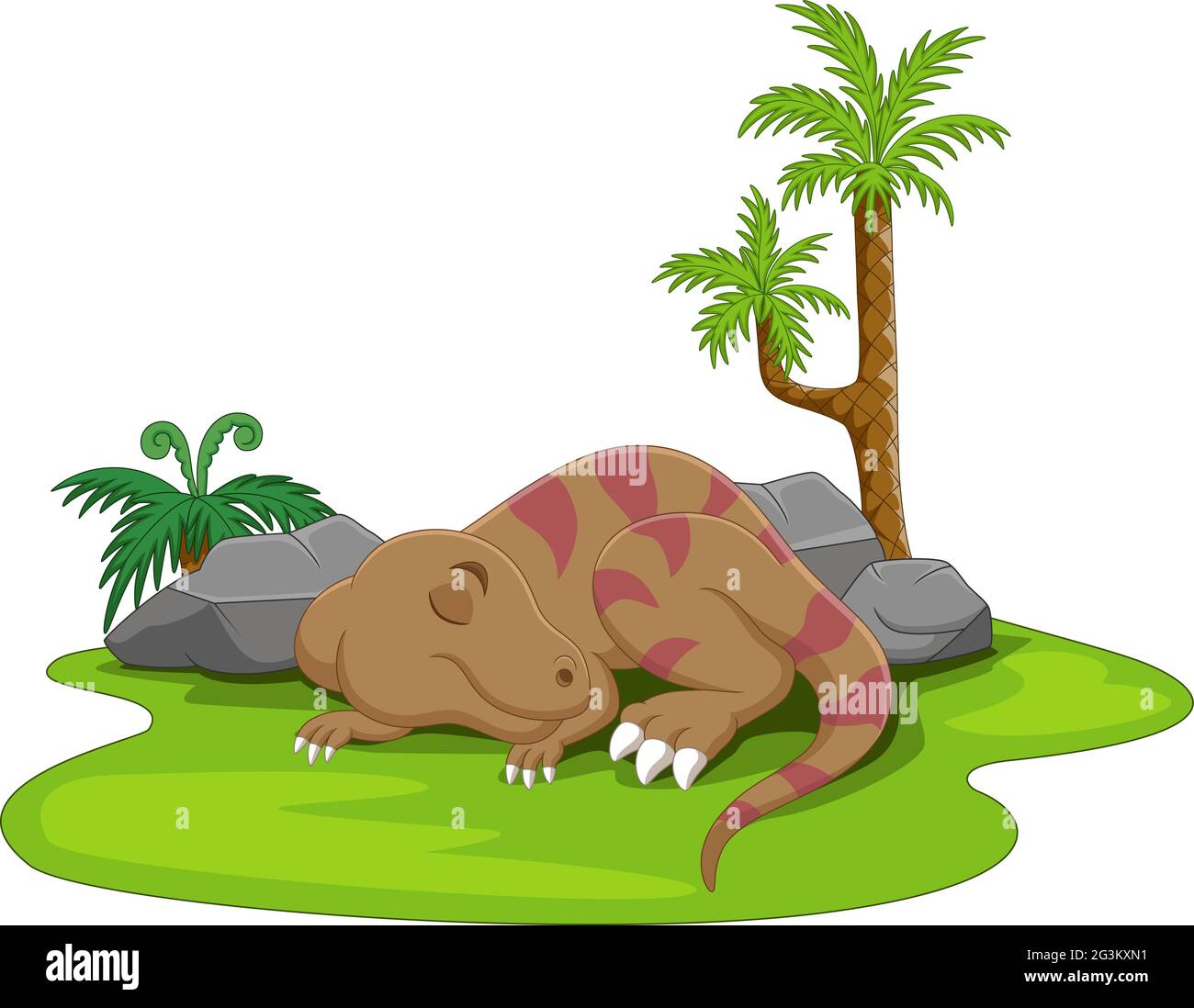 Cartoon cute little dinosaur sleeping in grass Stock Vector Image & Art ...