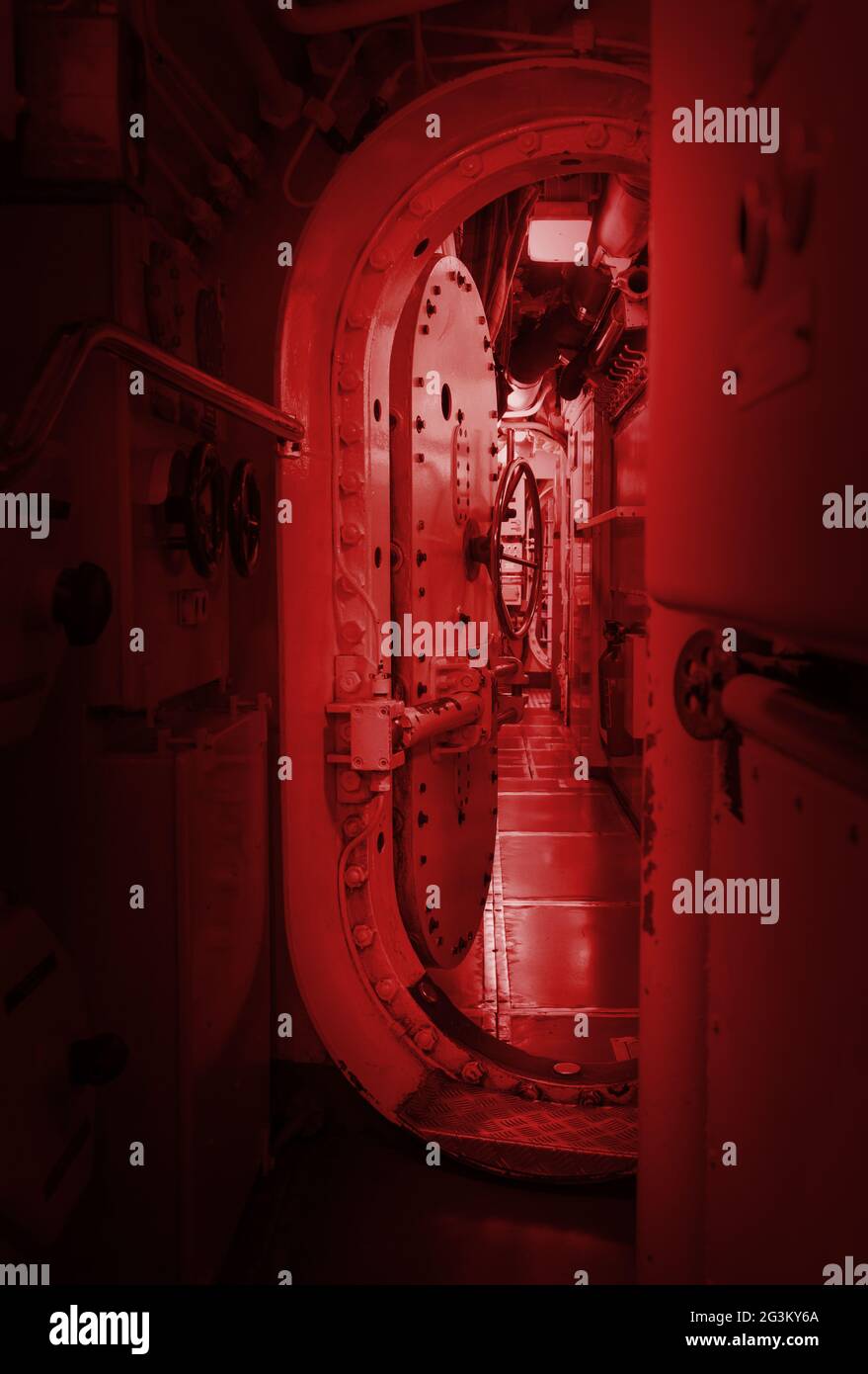 Interior of an old submarine - Door Stock Photo - Alamy