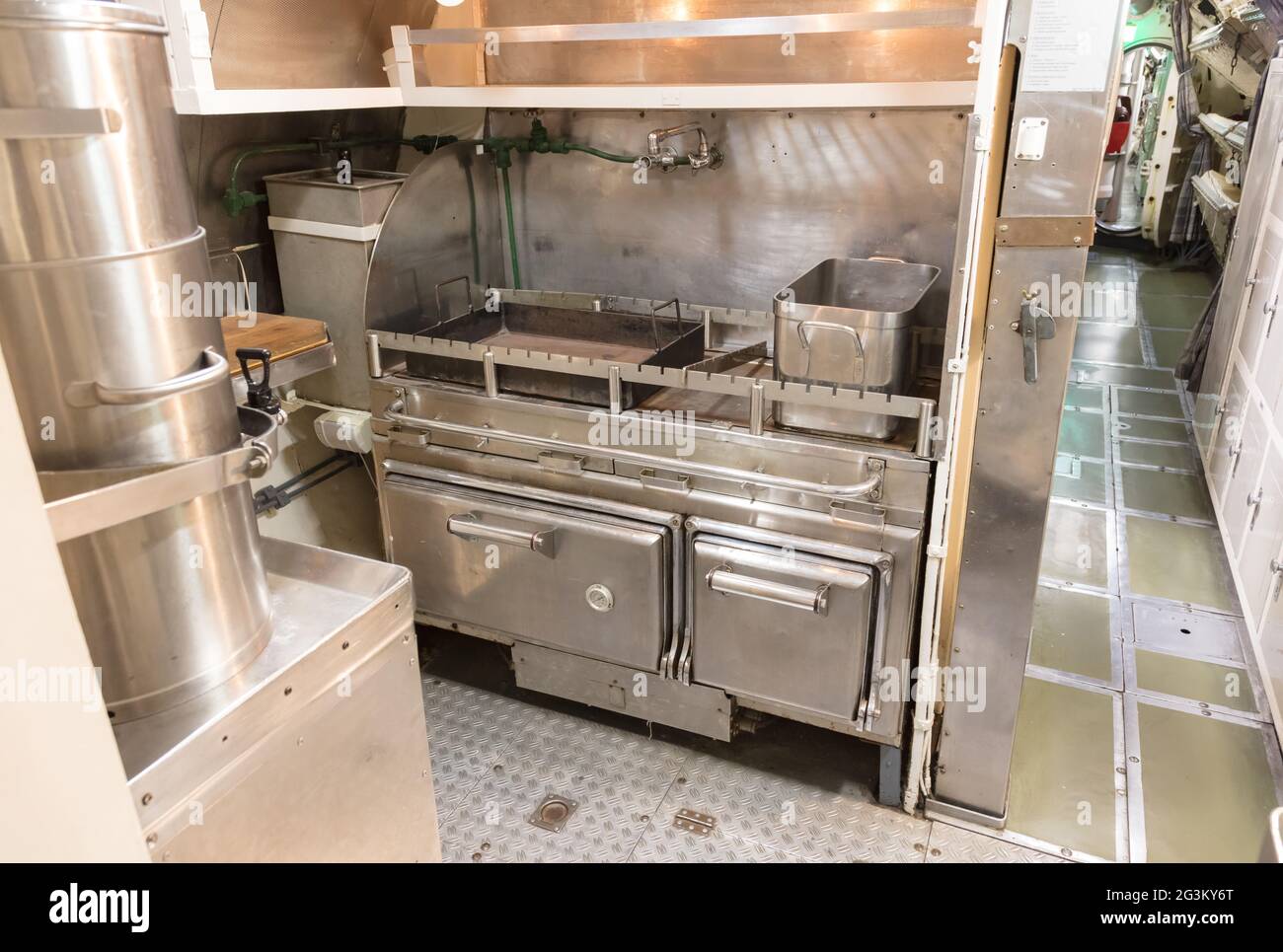 Interior of an old submarine - Kitchen Stock Photo - Alamy