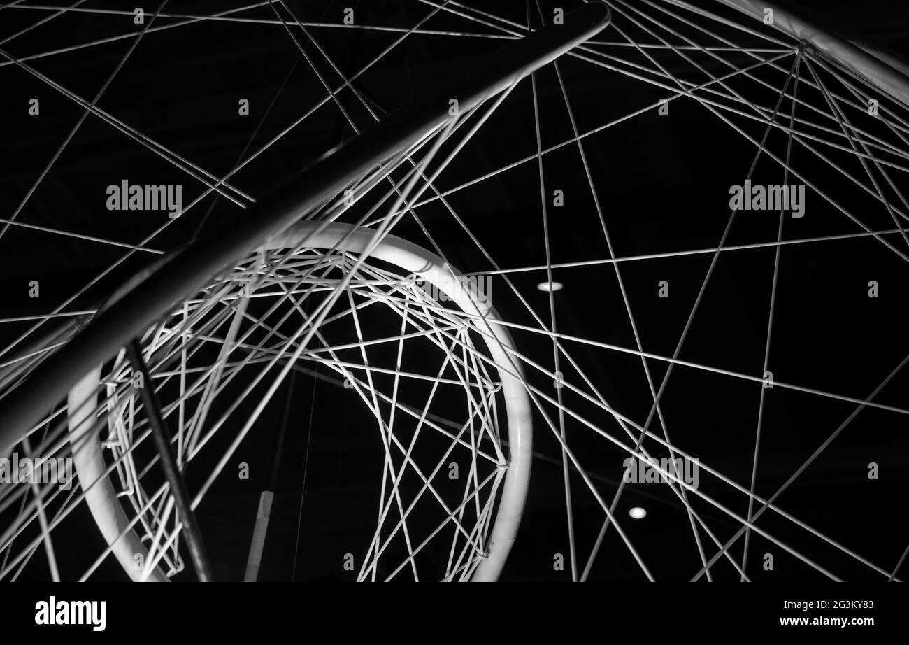 Abstract high tech black and white photo with parametric steel ...