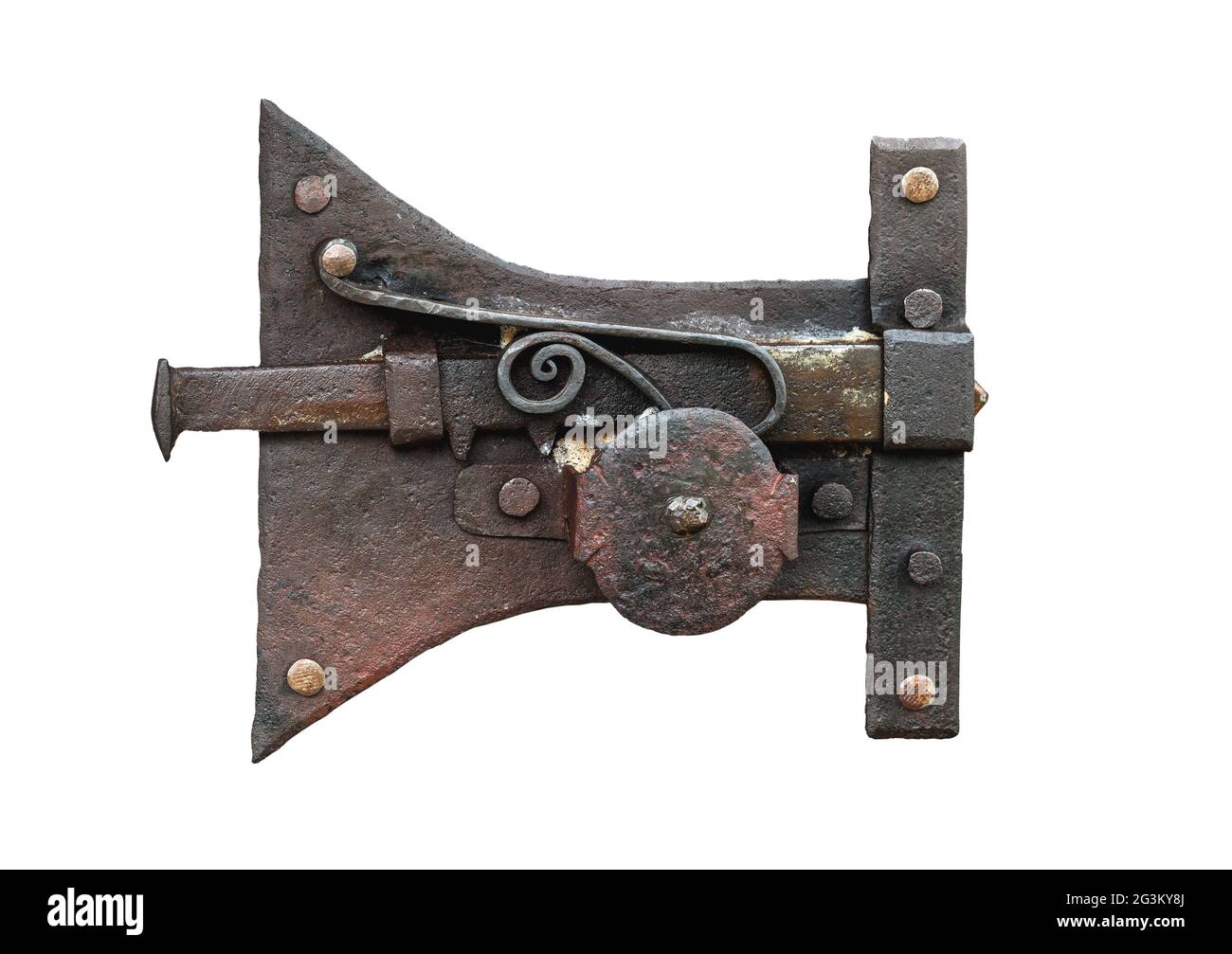 Vintage black iron door lock isolated on white background Stock Photo ...