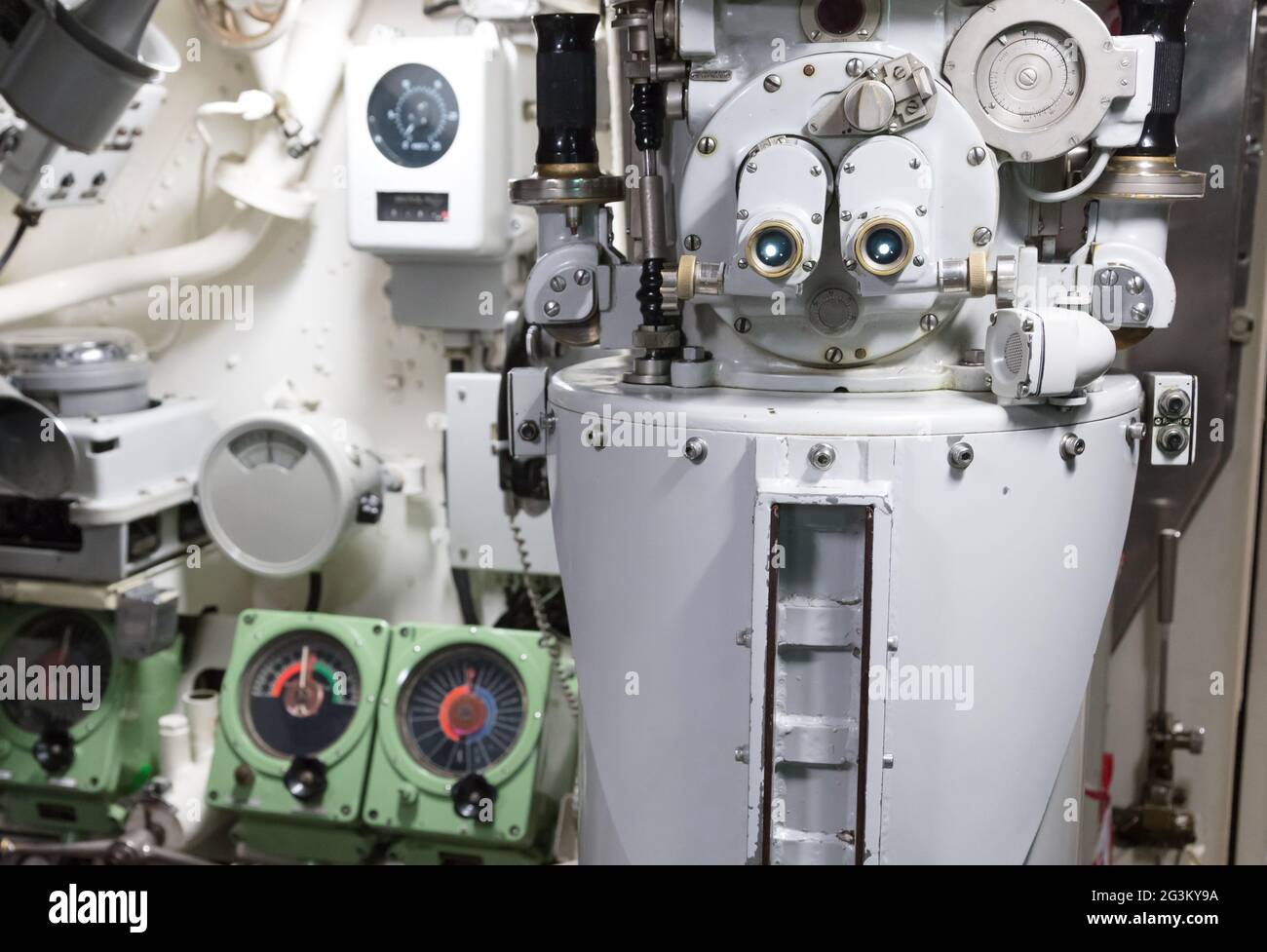 Interior of an old submarine - Command room Stock Photo - Alamy