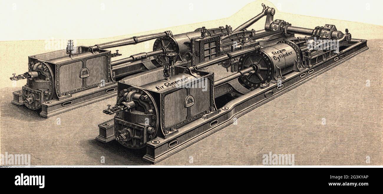 technics, machinery, compressor of Beaumont, used at test drillings to ...