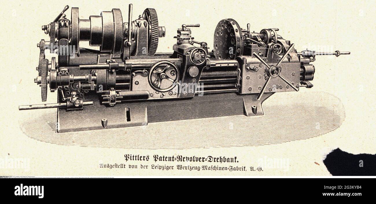 technics, machinery, Pittler's patent revolver lathe, Leipzig machine ...
