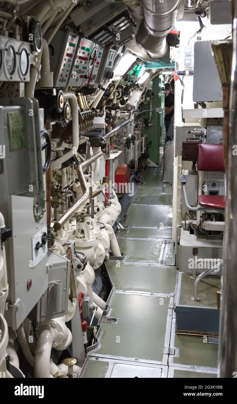 Interior of an old submarine - Door Stock Photo - Alamy