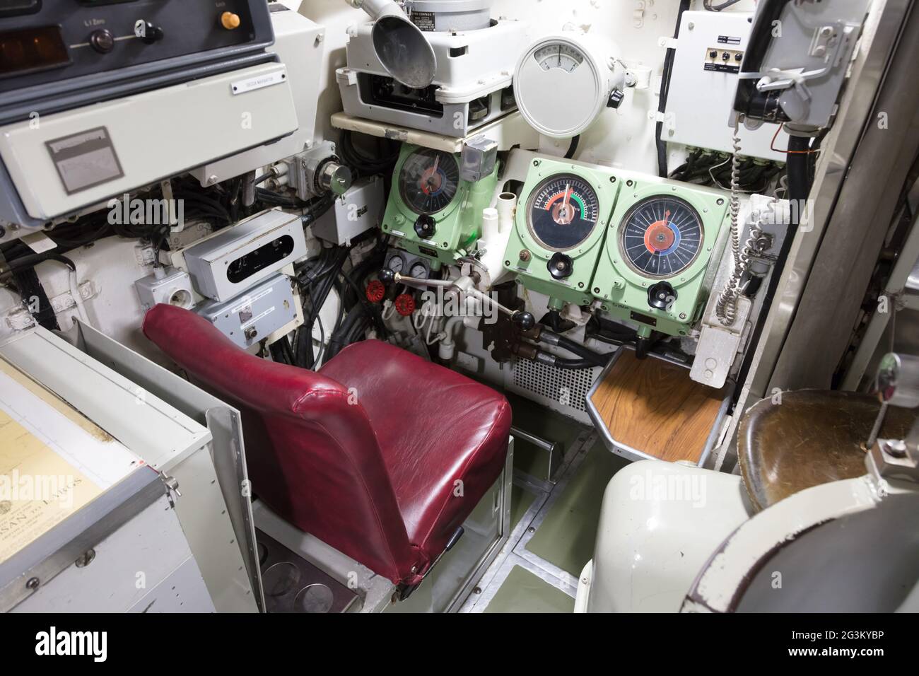Interior of an old submarine - Command room Stock Photo - Alamy