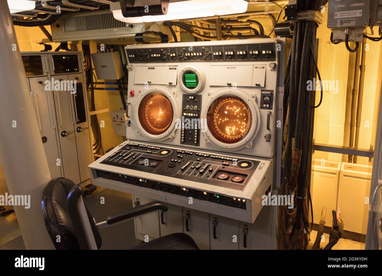 Radar screens in an old navy vessel Stock Photo - Alamy