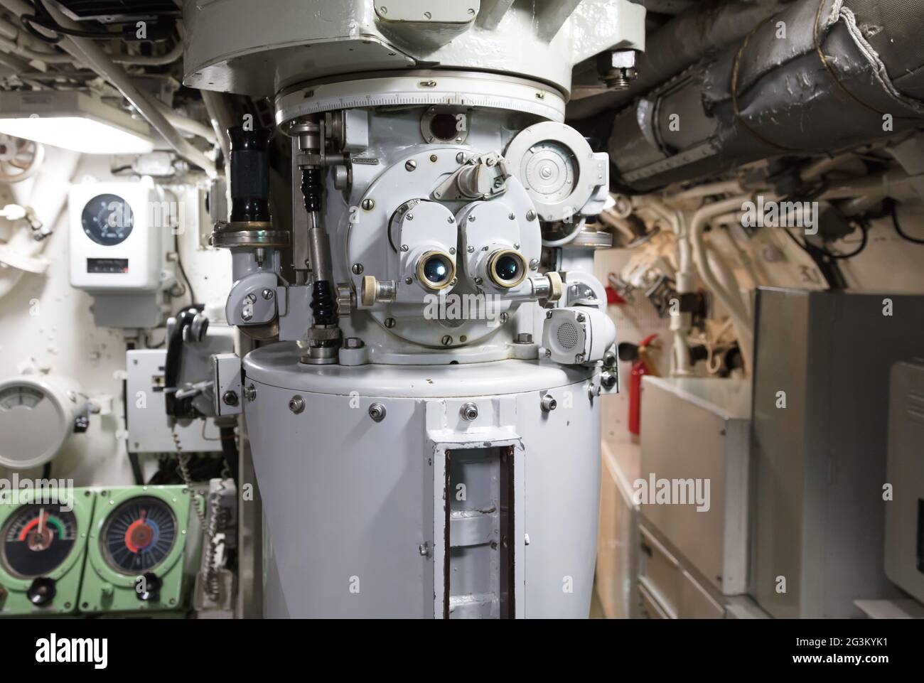 Interior of an old submarine - Command room Stock Photo - Alamy