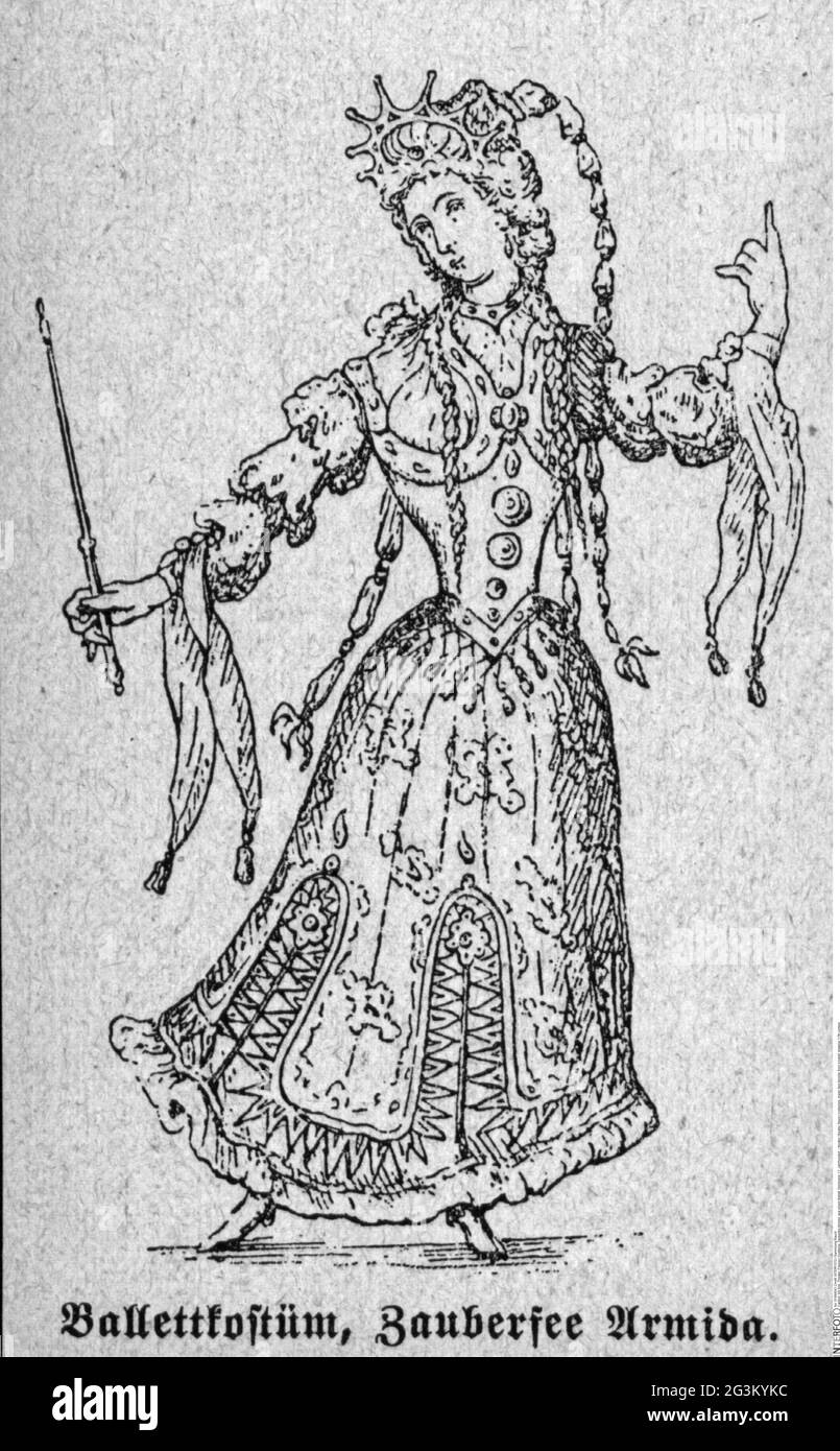 theatre / theater, figure / costumes, magic fairy Armida, from a ballet ...