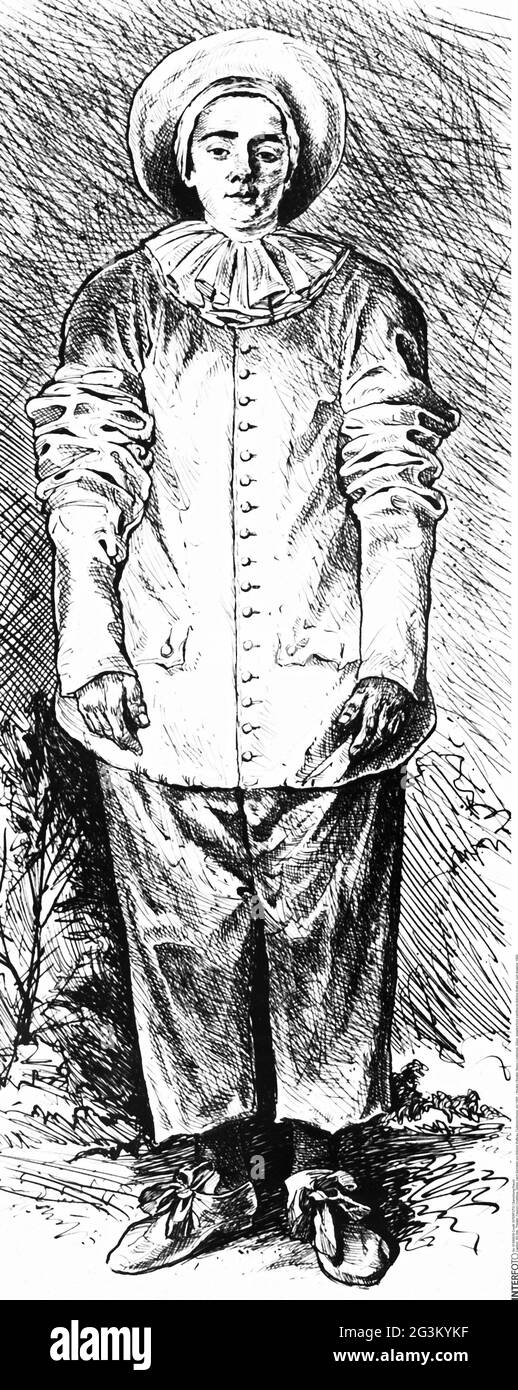 theatre / theater, figure / costumes, Gilles, adapted from painting by ...