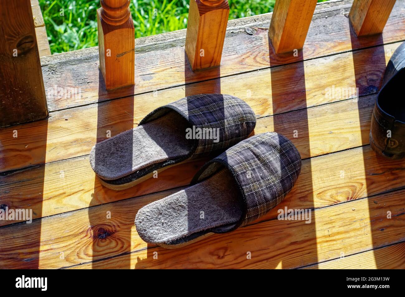 outdoor shoes on the terrace, in summer Stock Photo - Alamy