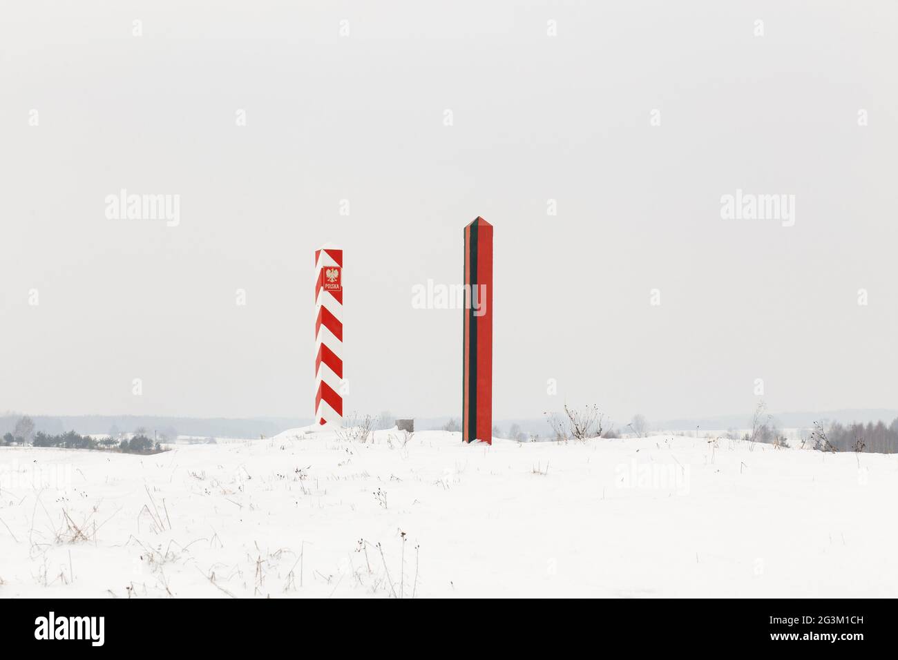 Boundary pillars of Belarus and Poland on the border Stock Photo - Alamy