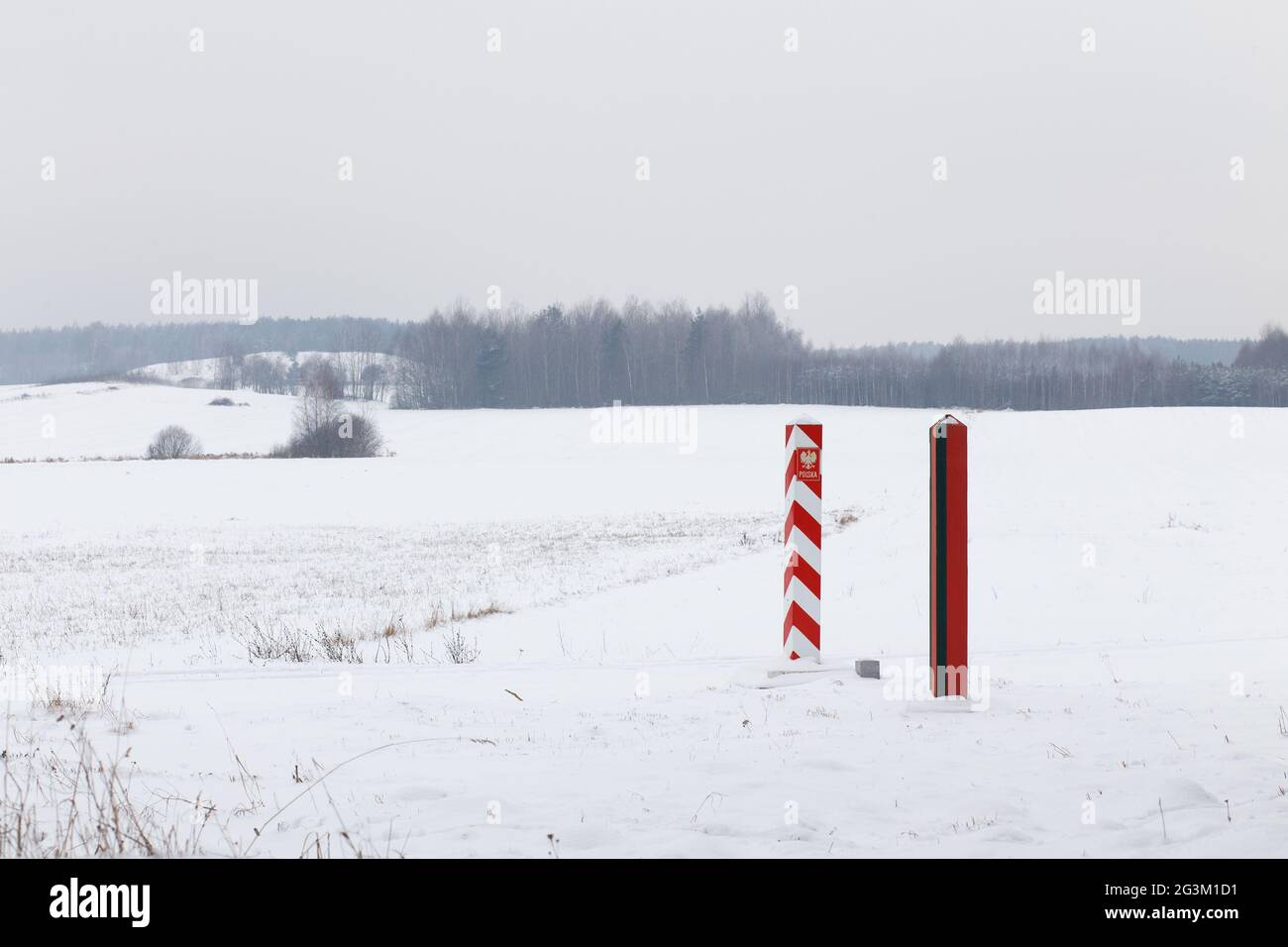 Boundary pillars of Belarus and Poland on the border Stock Photo - Alamy