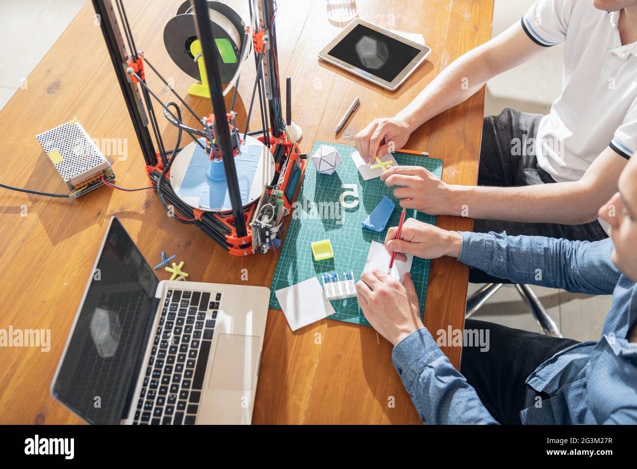 New generation of 3D Printing Machine printing a piece of plastic. For ...