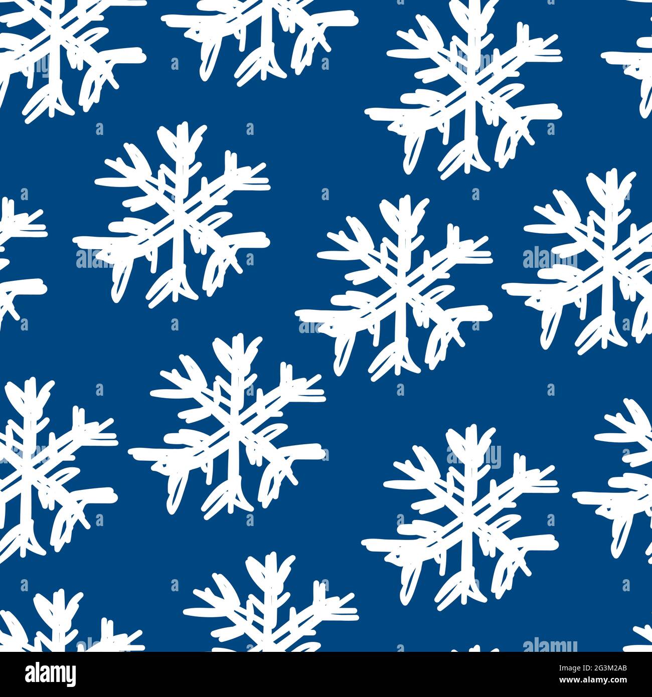 Seamless vector winter pattern. White hand drawn snowflakes on a ...