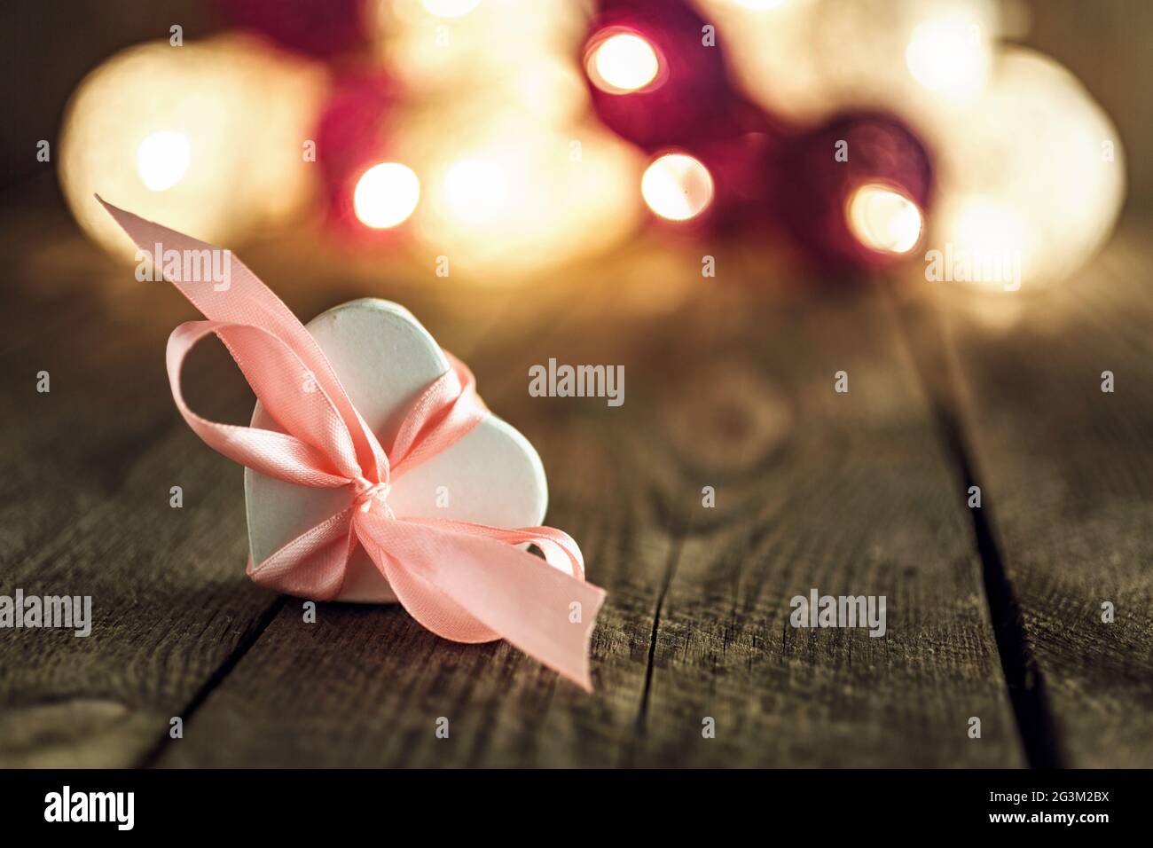 Christmas background with decorations and gift box on wooden board ...