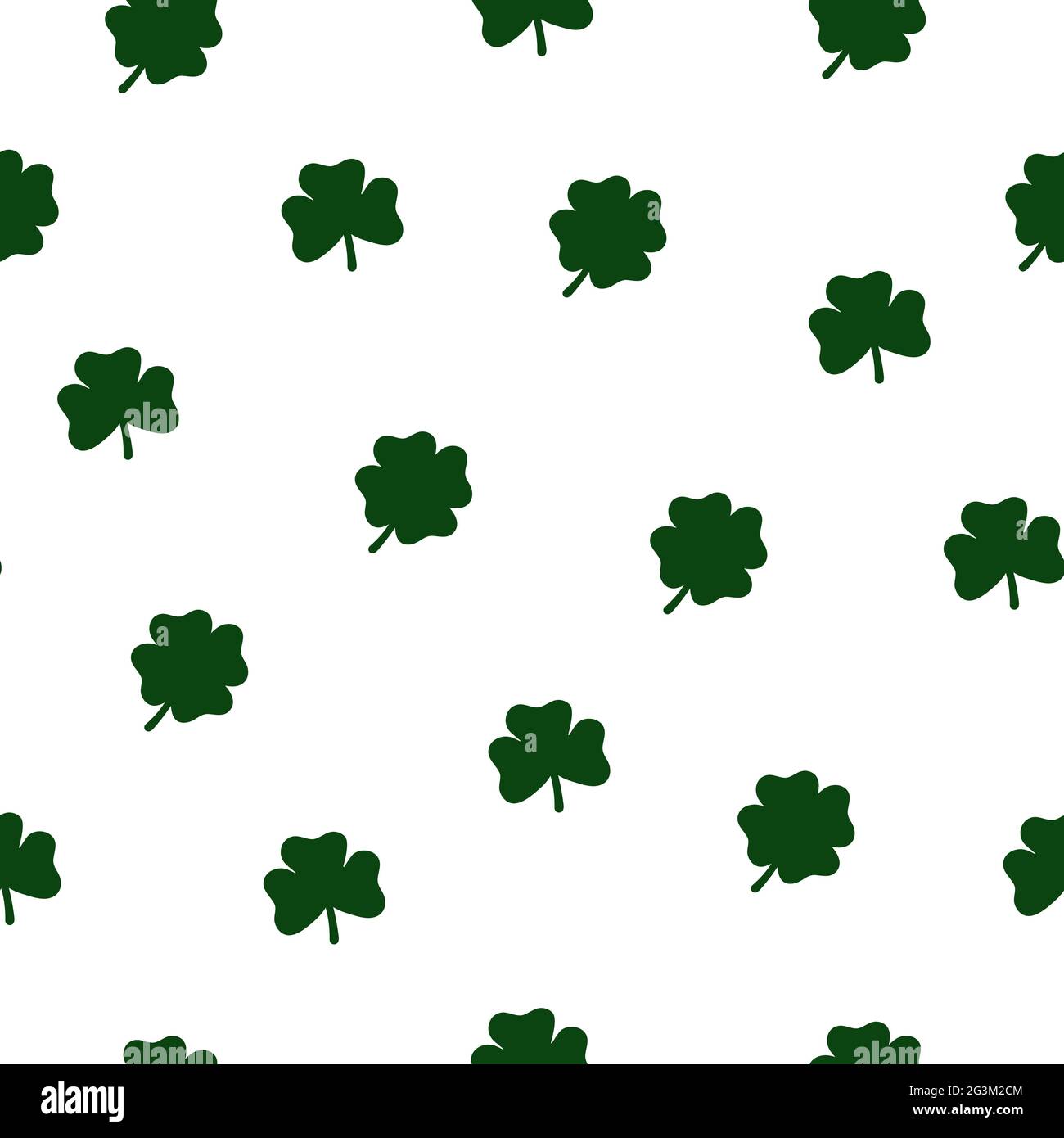 Seamless Floral Pattern Green Clovers Leaves Isolated On A White