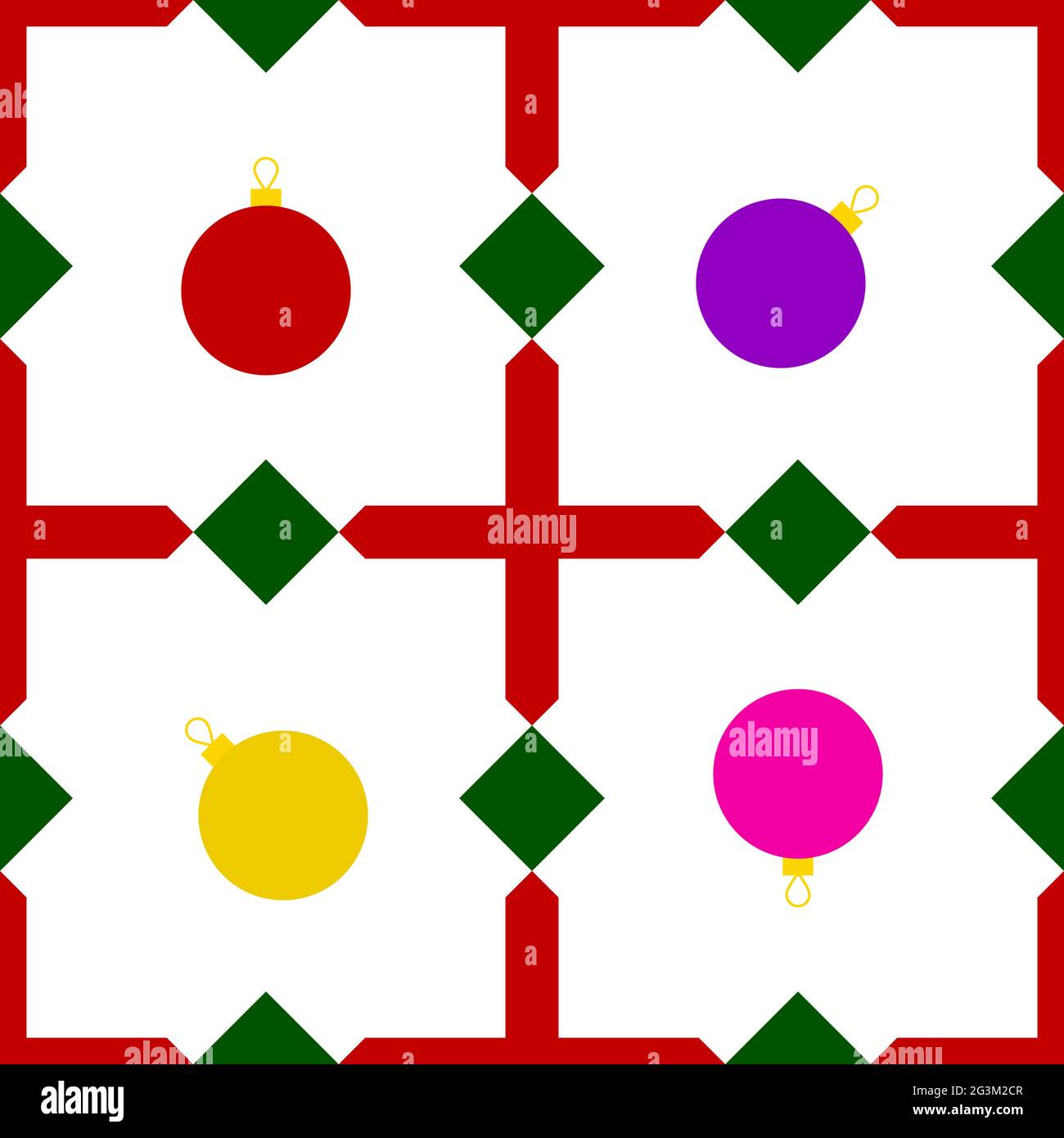 New Year seamless pattern. Christmas Red, gold, Pink, purple balls and ...